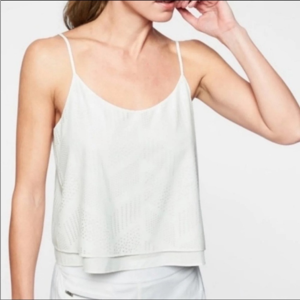 Athleta Laser Cut Perforated White Layered Cami Tank … - Gem